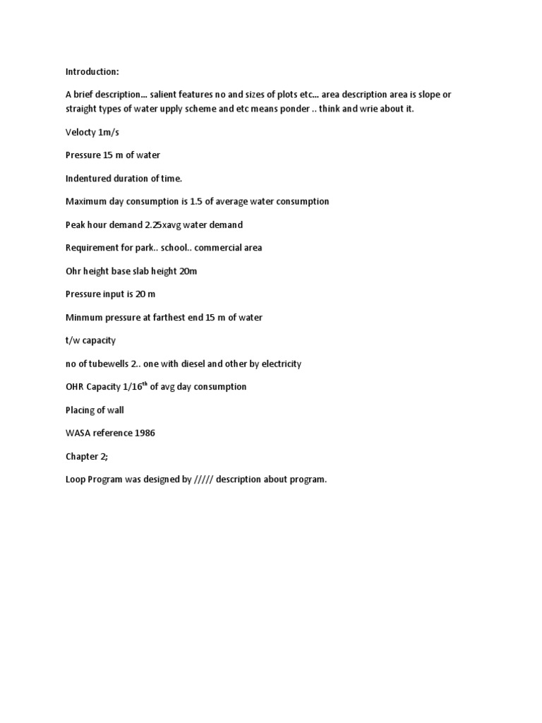 Water Supply Report Writing | PDF