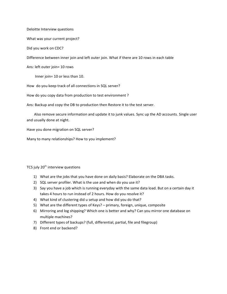 Deloitte Interview Questions | PDF