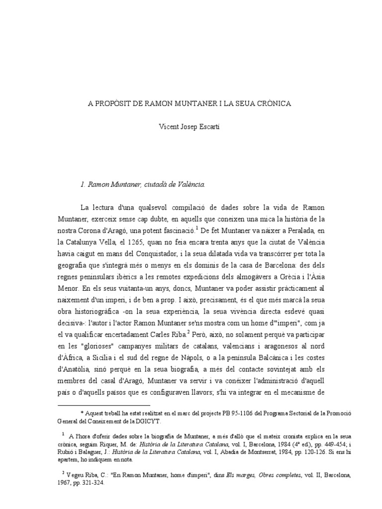 Crònica de Ramon Muntaner - Josep Escartí | PDF