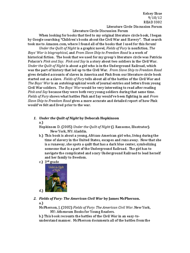 ShueKelsey LiteratureCircleForum | PDF | Underground Railroad ...