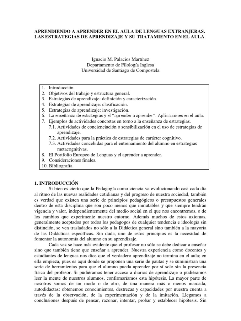 Capítulo Aprendiendo A Aprender | PDF | Segundo lenguaje | Aprendizaje