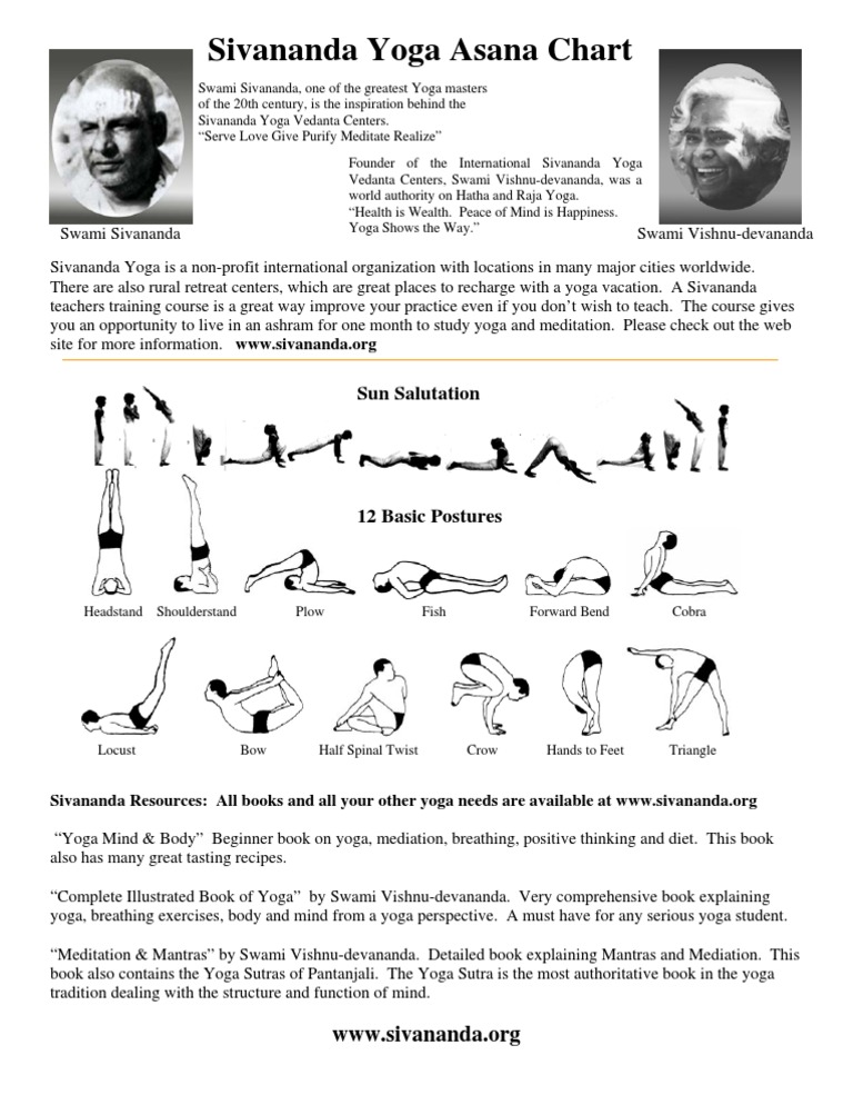 Sivananda Yoga Asana Sequence Chart | PDF