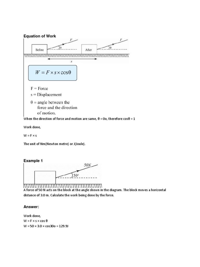 Equation of Work | PDF | Potential Energy | Force