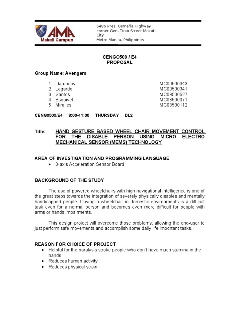Hand Gesture Based Wheel Chair Movement Control For The Disable Person ...