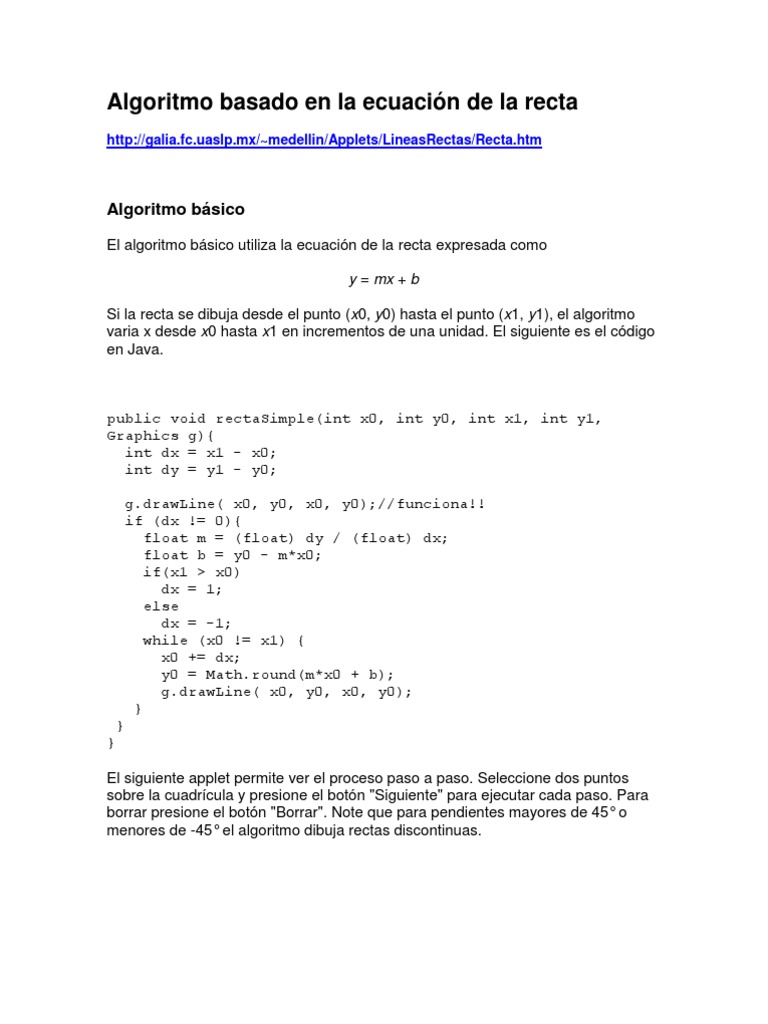 Algoritmo Dda Bresenham-JAVA | PDF | Áreas de informática | Matemáticas Aplicadas