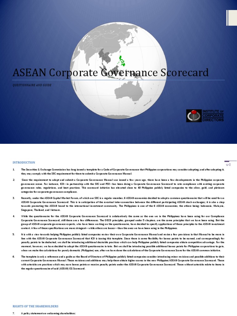 ASEAN Corporate Governance Scorecard Template | PDF | Audit Committee ...