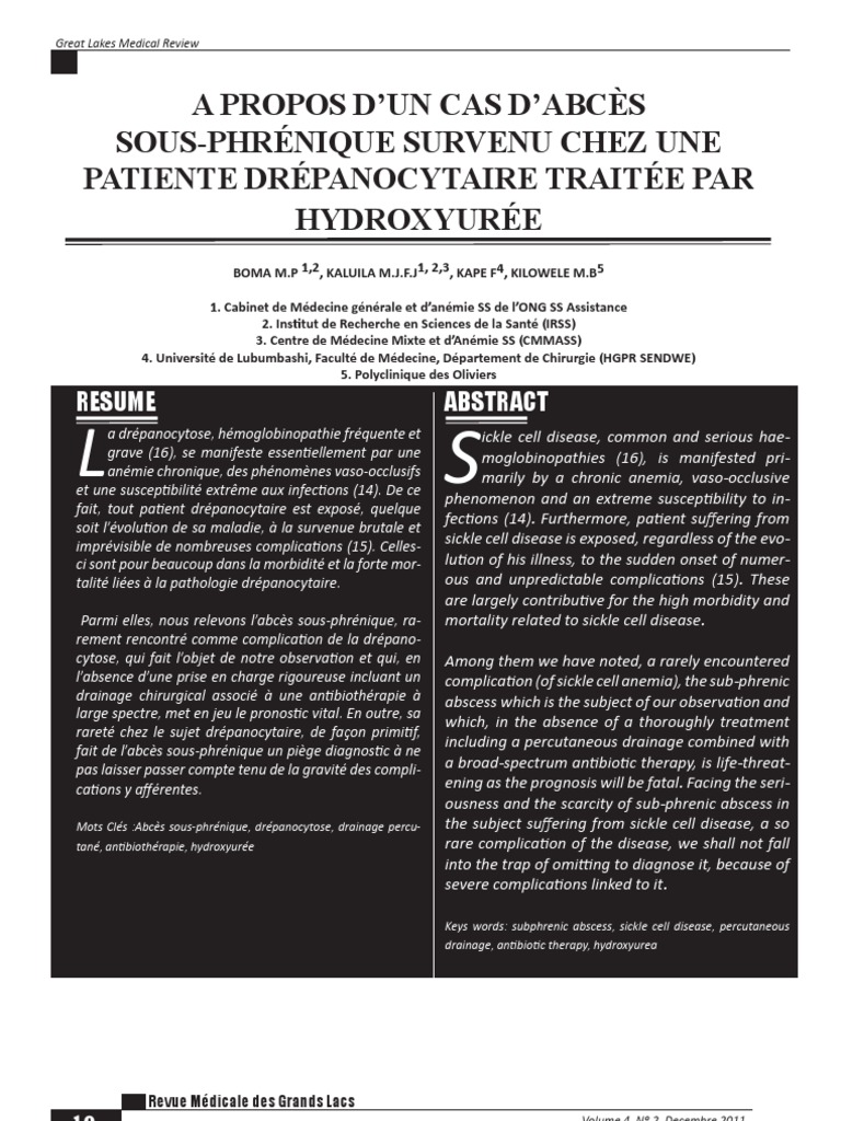 Revue Medicale Des Grands Lacs Dec 11 | PDF | Drépanocytose | Médecine ...
