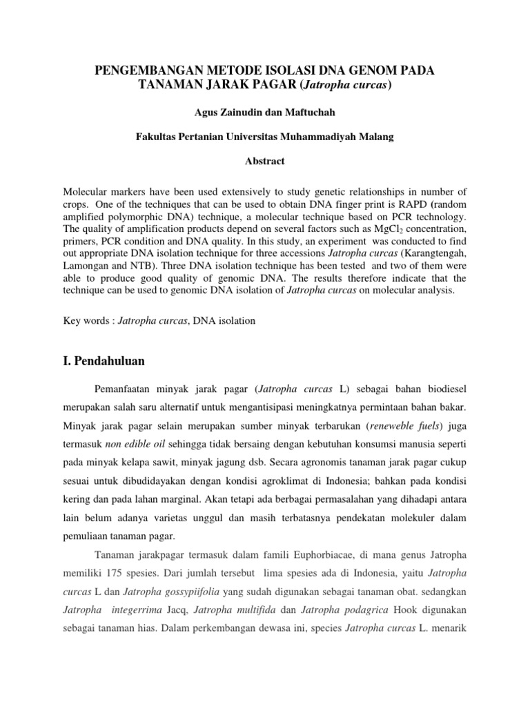 Jurnal Pengembangan Metode Isolasi DNA | PDF
