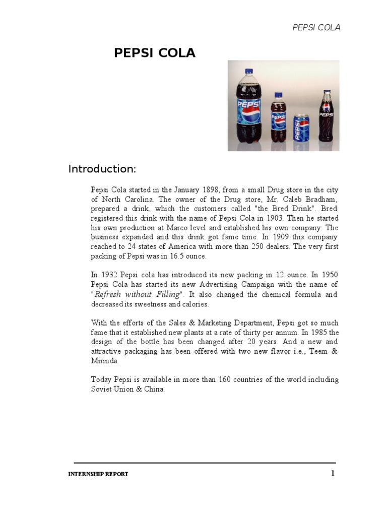 Pepsi Cola History and Major Competitor Coca Cola | PDF | Pepsi Co ...