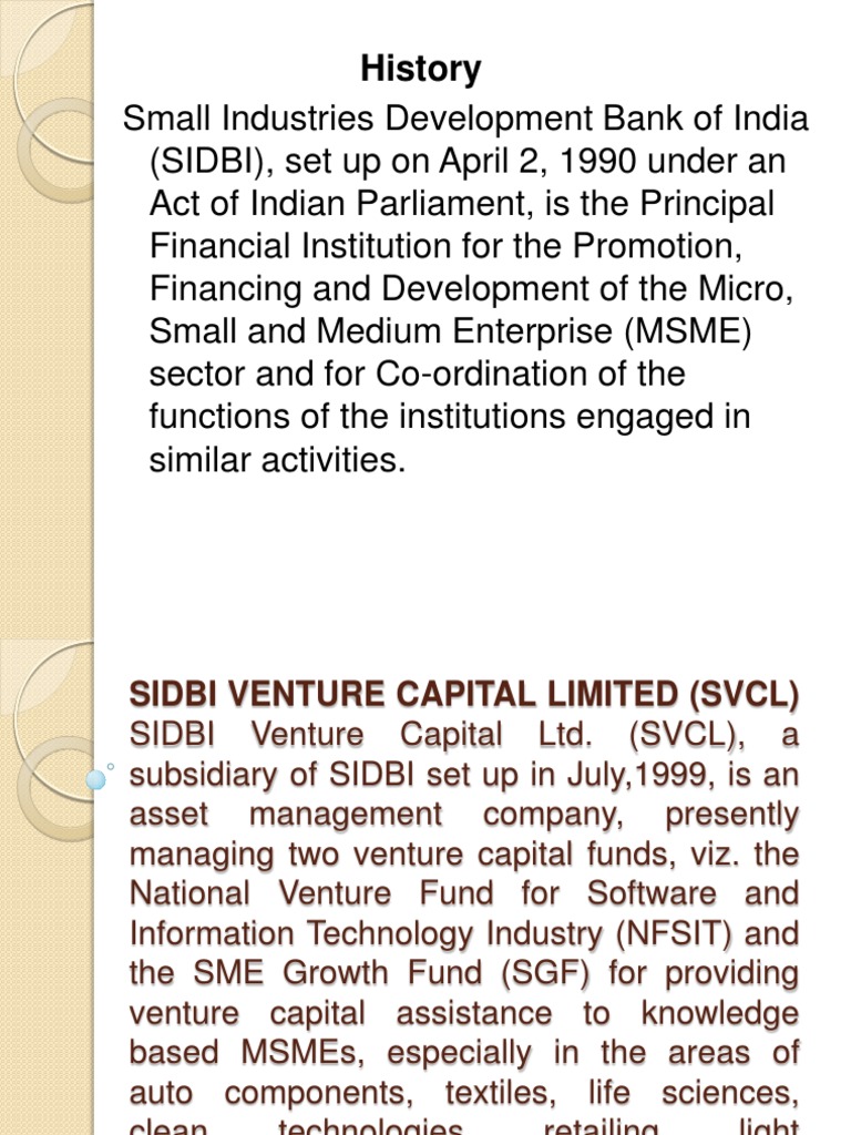 Sidbi Venture Capital Limited (SVCL) | PDF | Money | Business