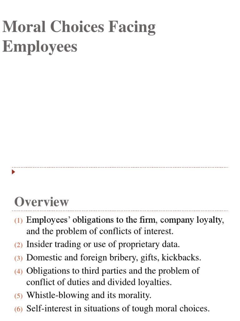 Moral Choices Facing Employees | PDF | Insider Trading | Whistleblower