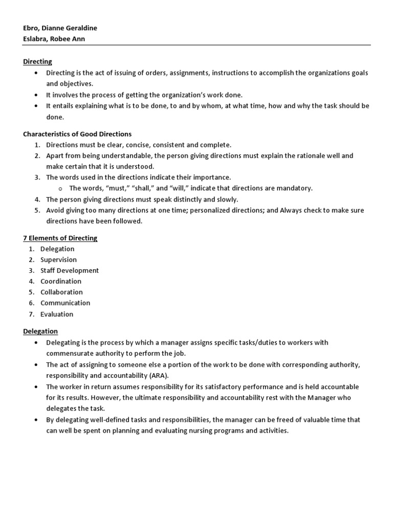 Delegation - Management | Nursing | Competence (Human Resources)