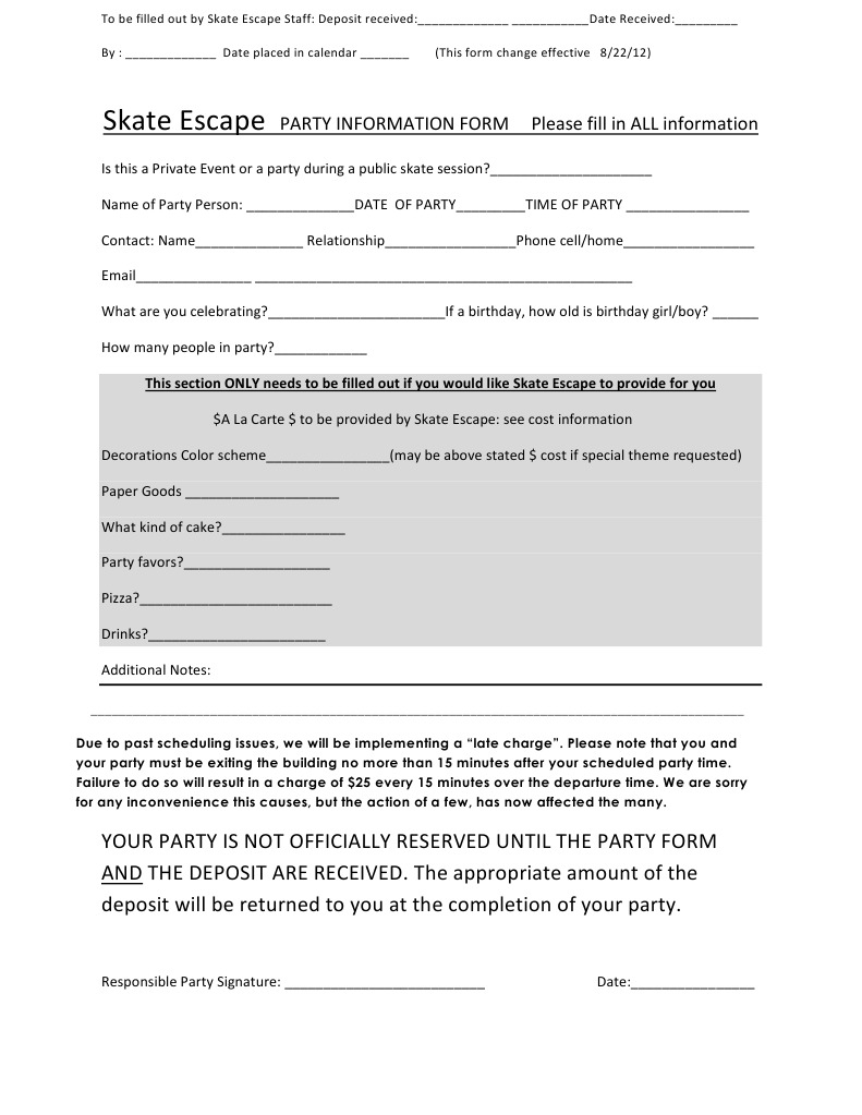 Party Info Form 82012 | PDF