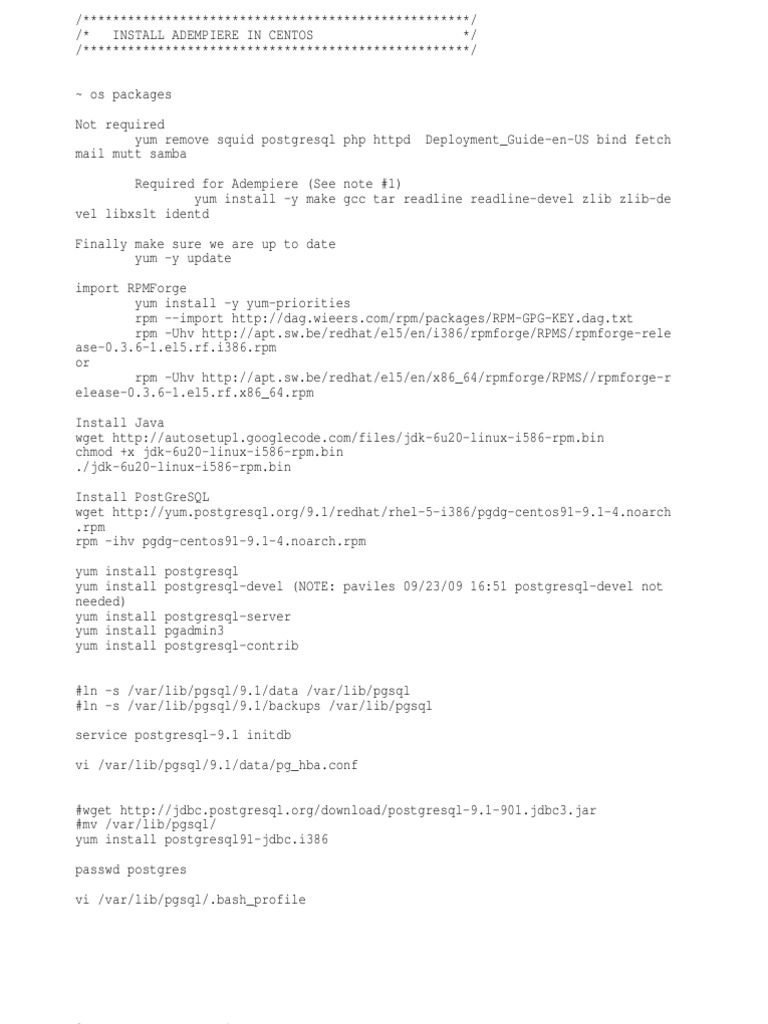 Install ADempiere on CentOS Guide | PDF | Free Software | Computer ...