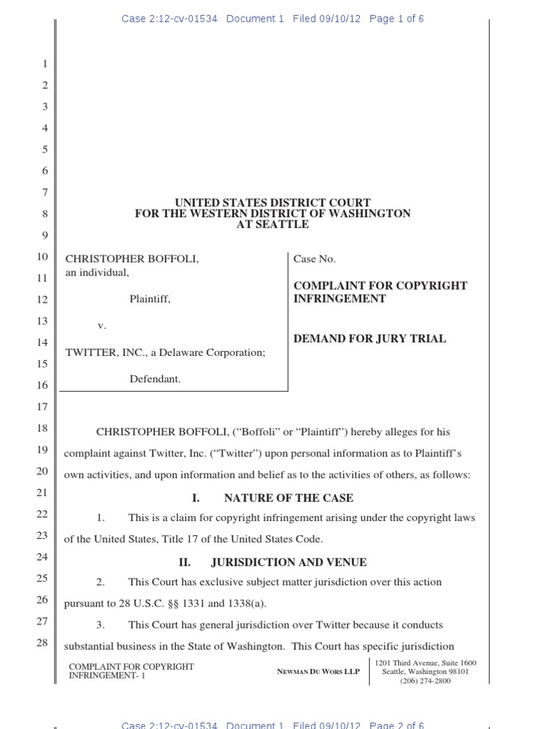 Complaint | PDF | Copyright Infringement | Complaint