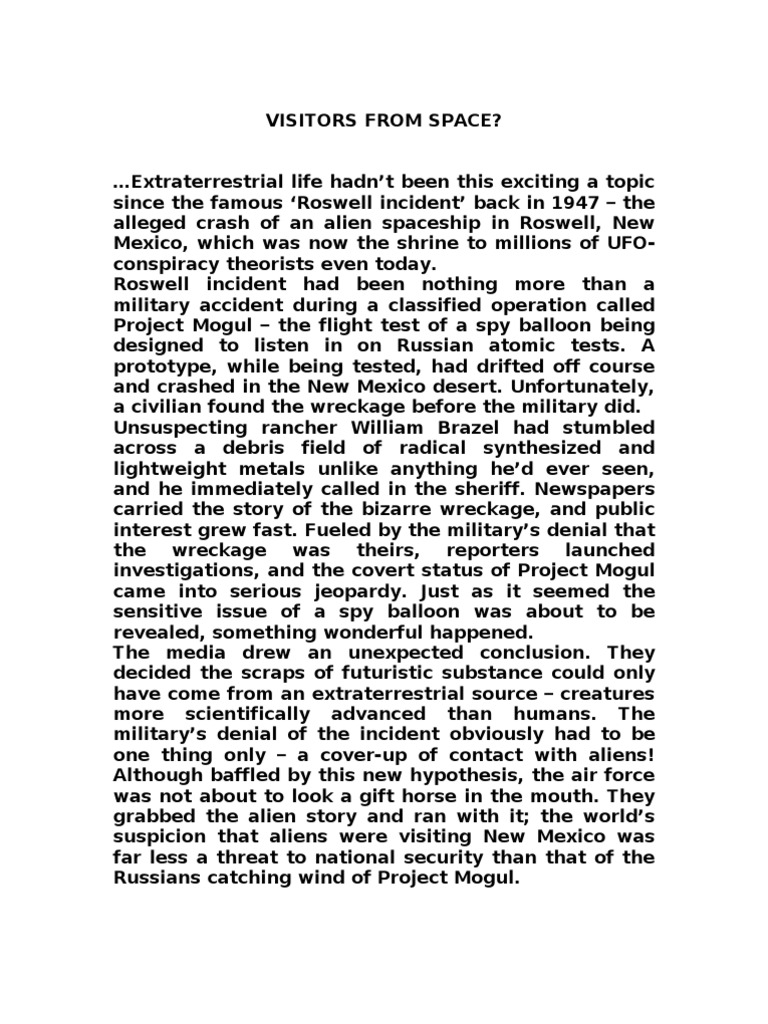 Visitors From Space | PDF | History | Young Adult