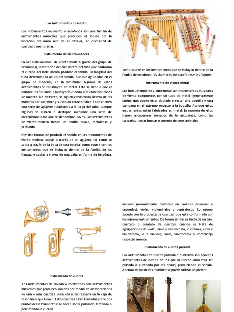 Tipos de Instrumentos Musicales Viento | PDF | Instrumentos de viento ...