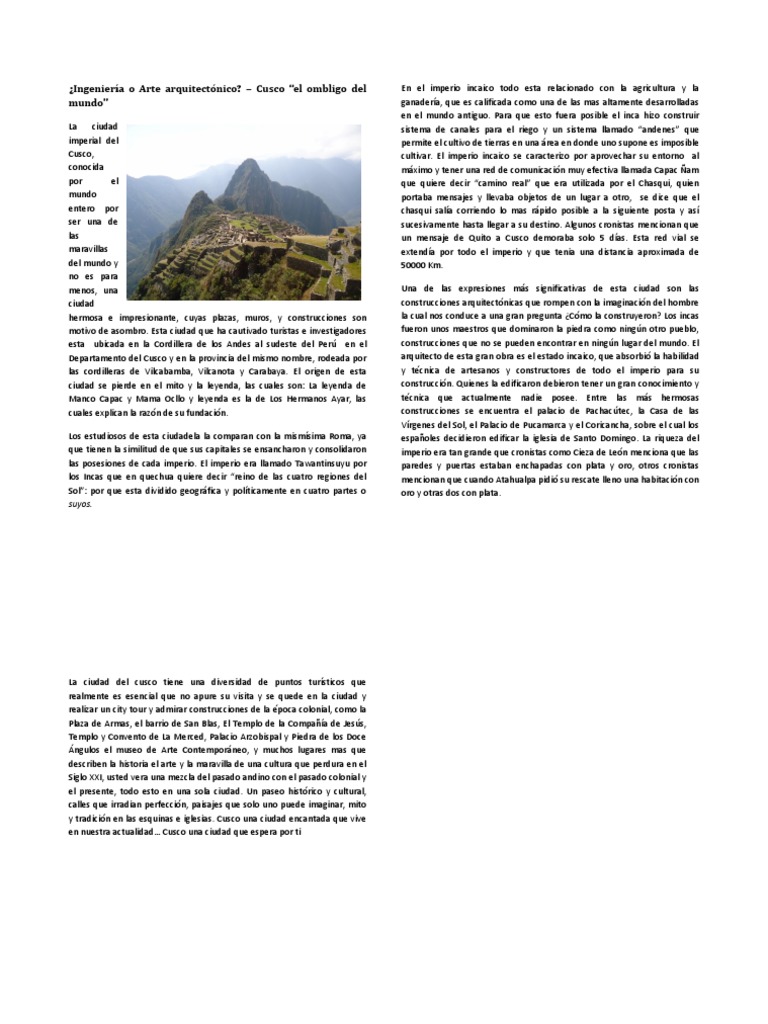 Ingeniería o Arte Arquitectónico | PDF | Imperio Inca