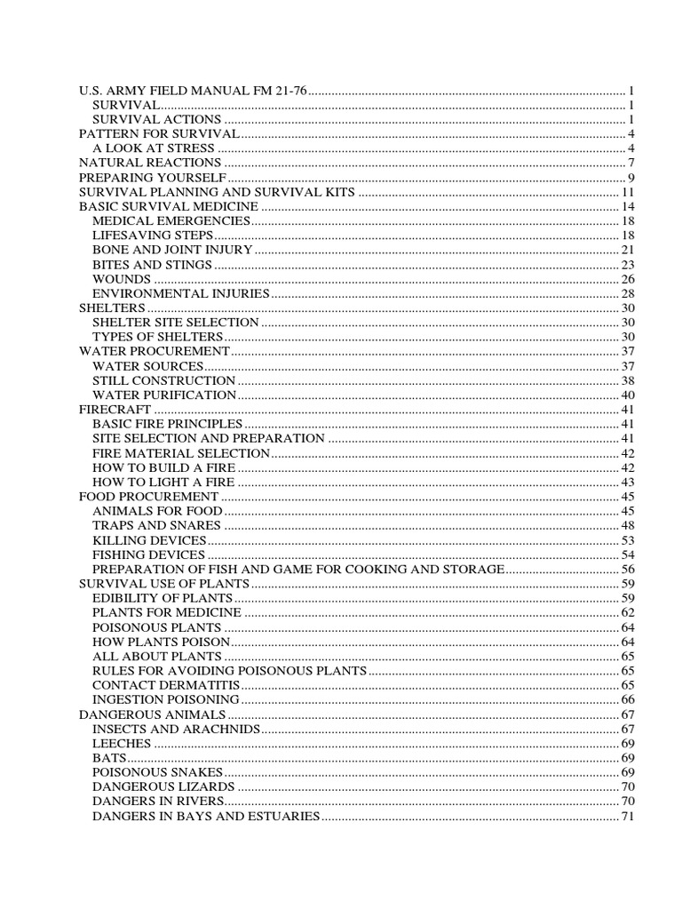 US Army Survival Guide | PDF | Survival Skills | Stress (Biology)