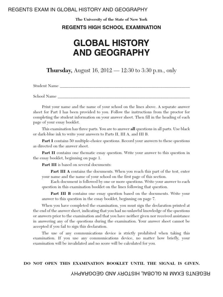 New York State Regents Exam - Global History 2012 | PDF | Suffragette ...