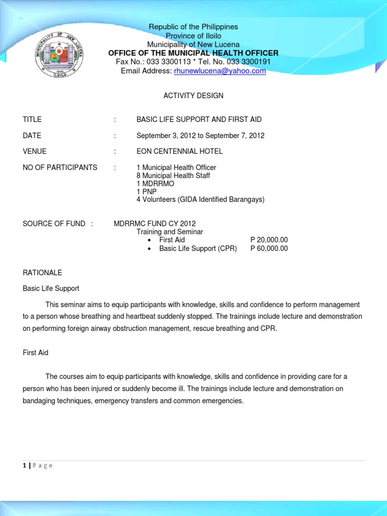 Activity Design | PDF | First Aid | Emergency