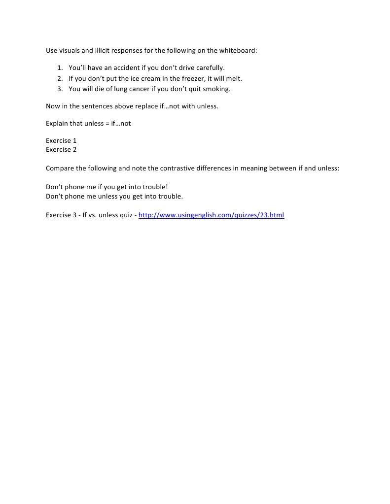 Teaching "Unless" in Conditional Sentences | PDF