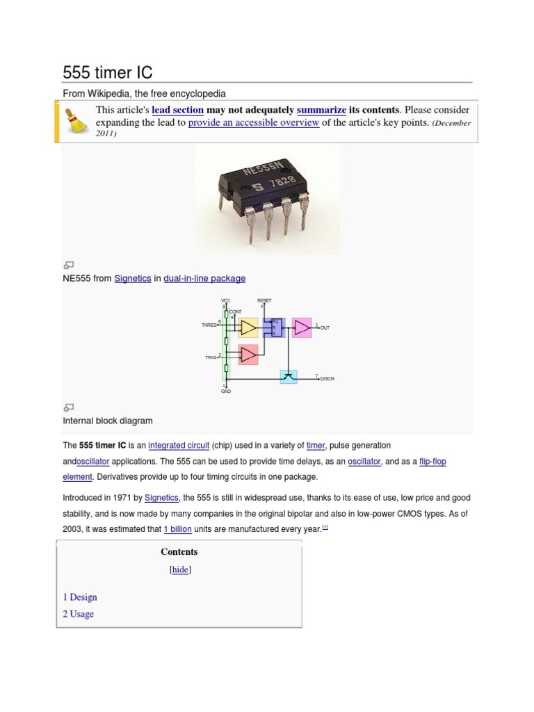 555 Timer IC | PDF | Electrical Circuits | Electrical Components