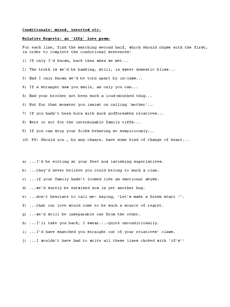 Mixed Conditional Love Poem | PDF