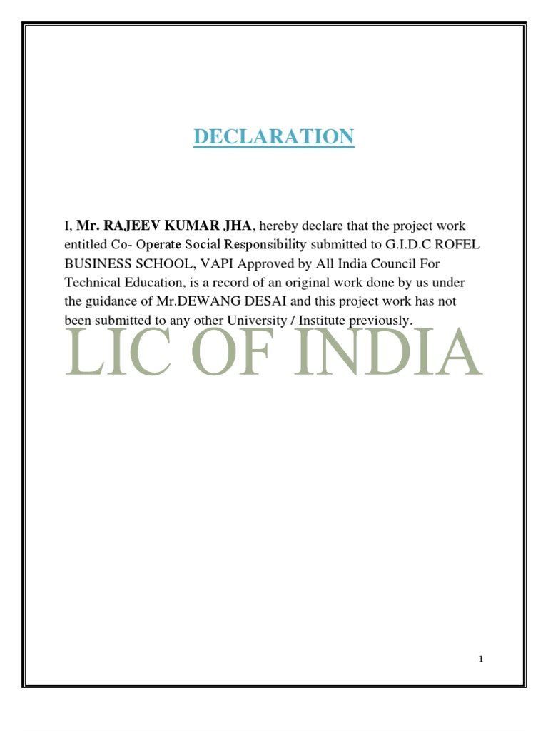 Project Report On Lic | PDF | Insurance | Survey Methodology