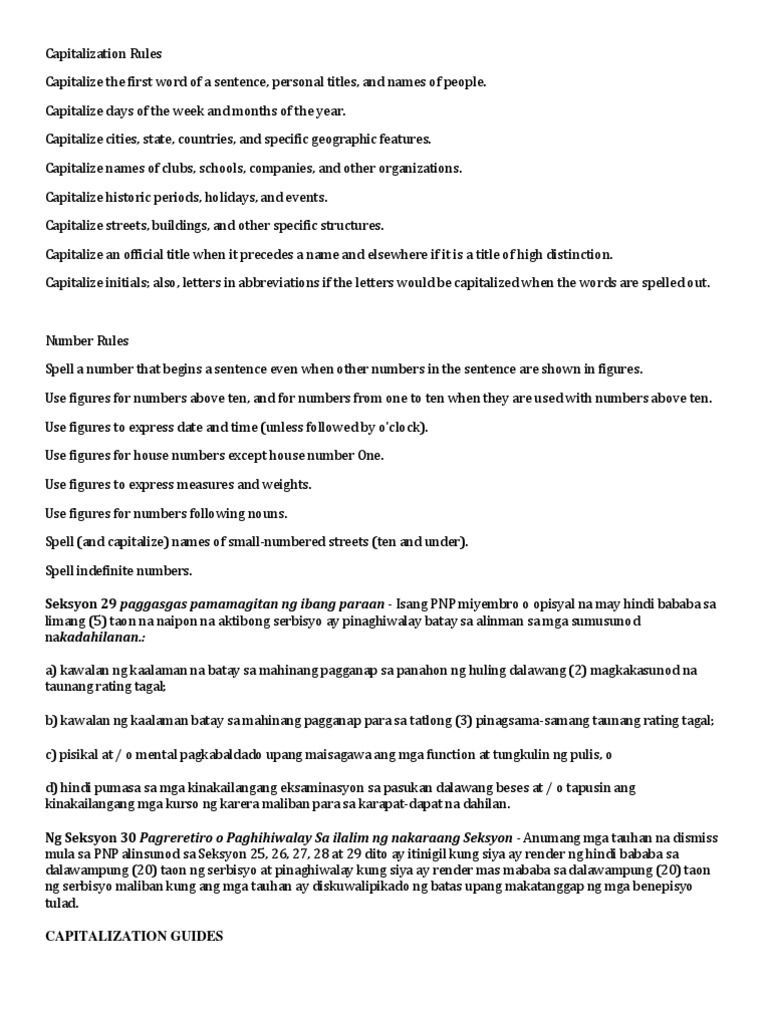 Capitalization Rules | PDF