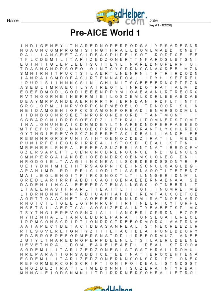 Treaty of Versailles Word Search | PDF | International Relations ...
