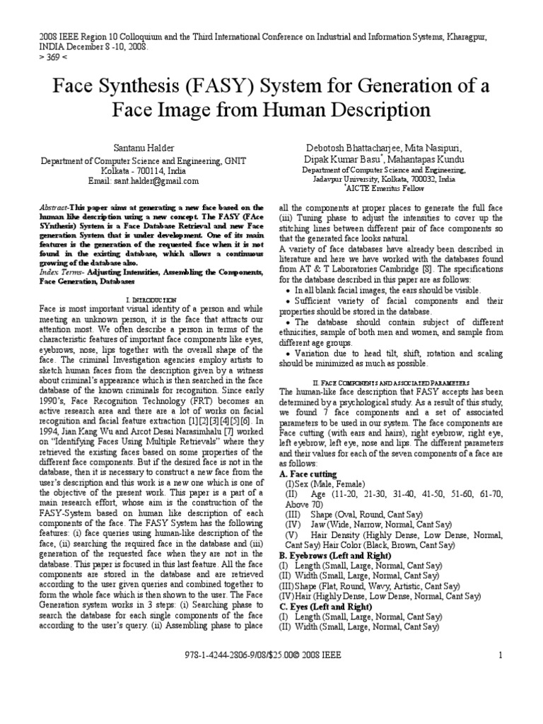 Face Synthesis (FASY) System For Generation of A Face Image From Human ...