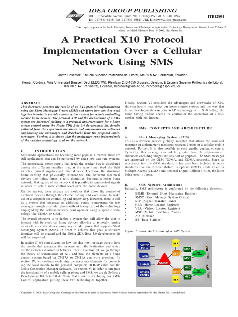 A Practical X10 Protocol Implementation Over A Cellular Network Using ...