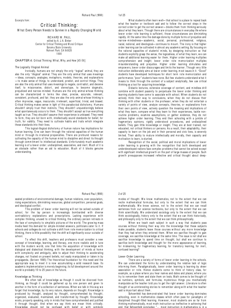 Critical Thinking | PDF
