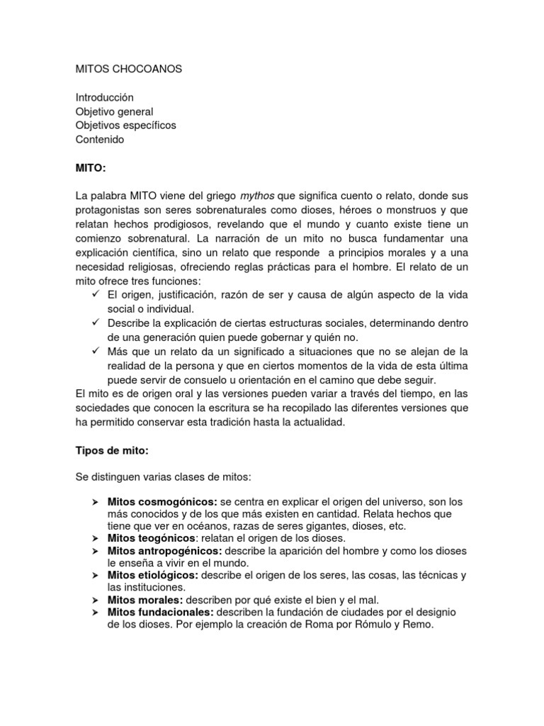 Mitos Chocoanos | PDF | Mitología | Mitología griega