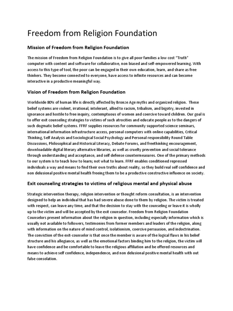 Freedom From Religion Foundation | PDF | Atheism | Free Will