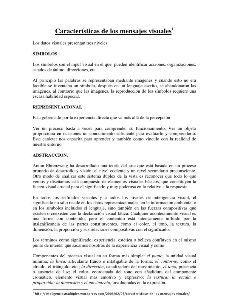 Características de Los Mensajes Visuales | PDF | Los símbolos ...