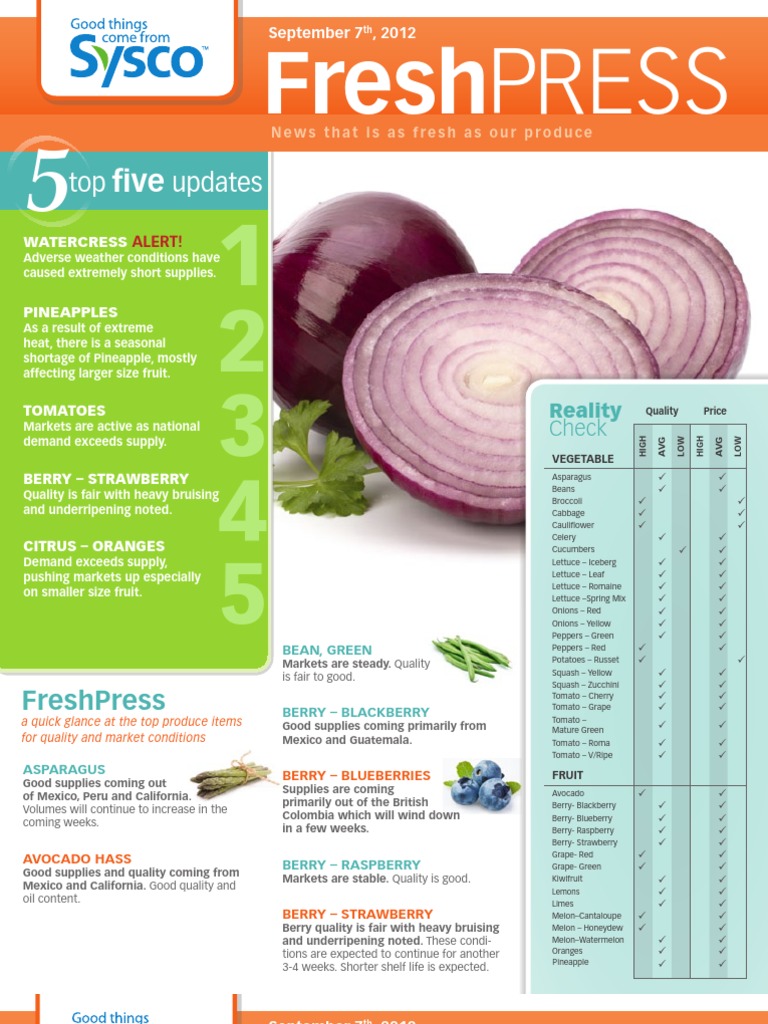 Sysco Fresh Press 9/7/12 | PDF | Berry | Tomato