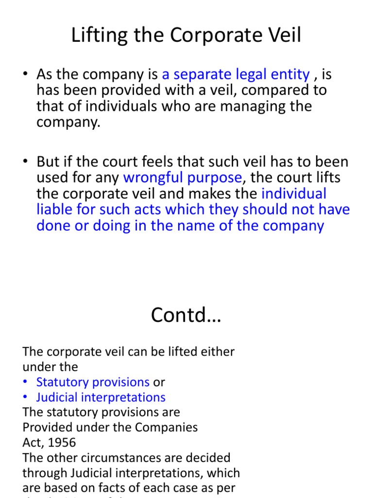 Lifting The Corporate Veil | PDF | Piercing The Corporate Veil | Civil ...