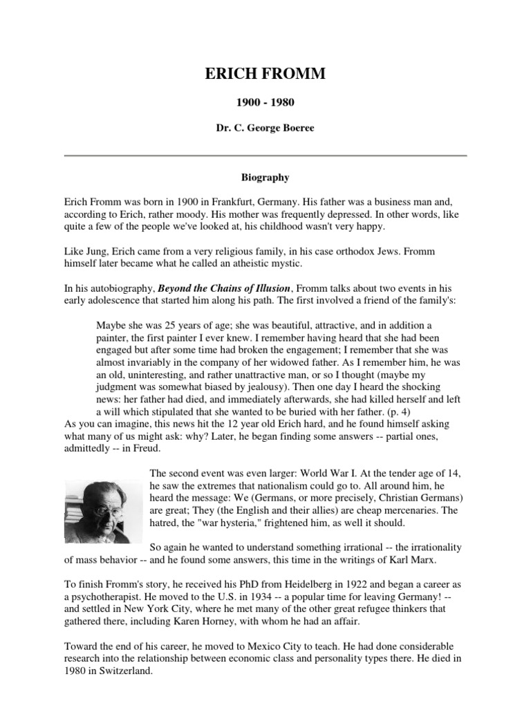 Erich Fromm: Dr. C. George Boeree | PDF
