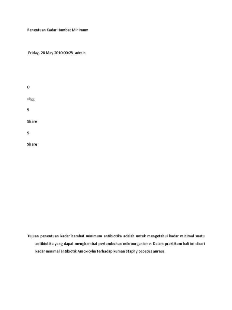Penentuan Kadar Hambat Minimum | PDF