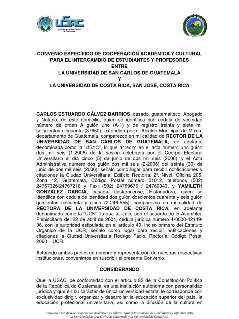 Convenio Especifico De Cooperacion Academica Y Cultural Para El