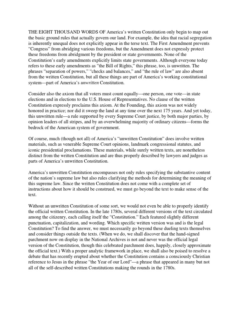 Excerpt: "America's Unwritten Constitution: The Precedents and ...