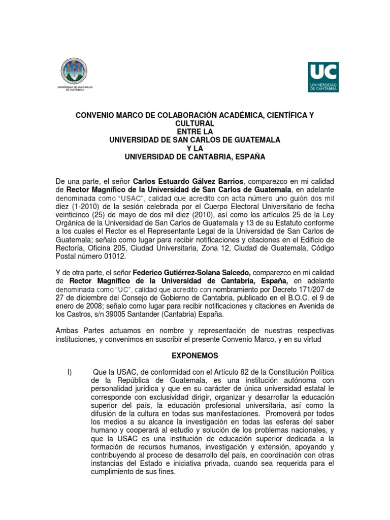 Convenio Marco De Colaboracion Academica Cientifica Y Cultural Entre