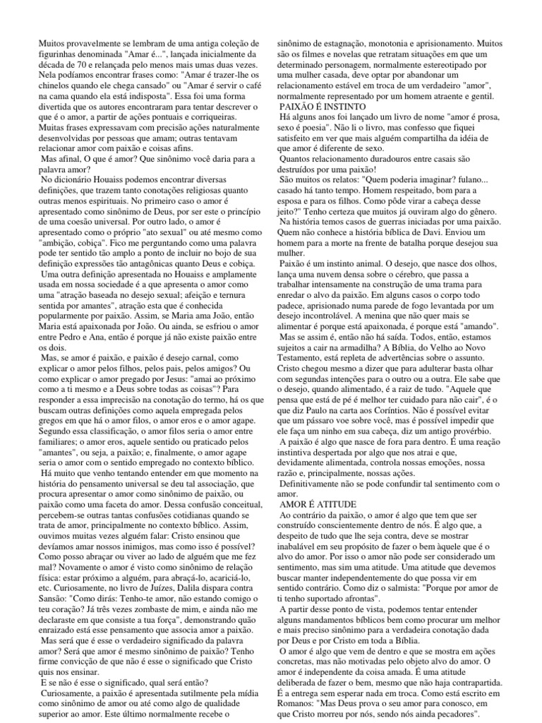 Texto Sobre Amor e Paixao | PDF | Paixão (emoção) | Sentimento