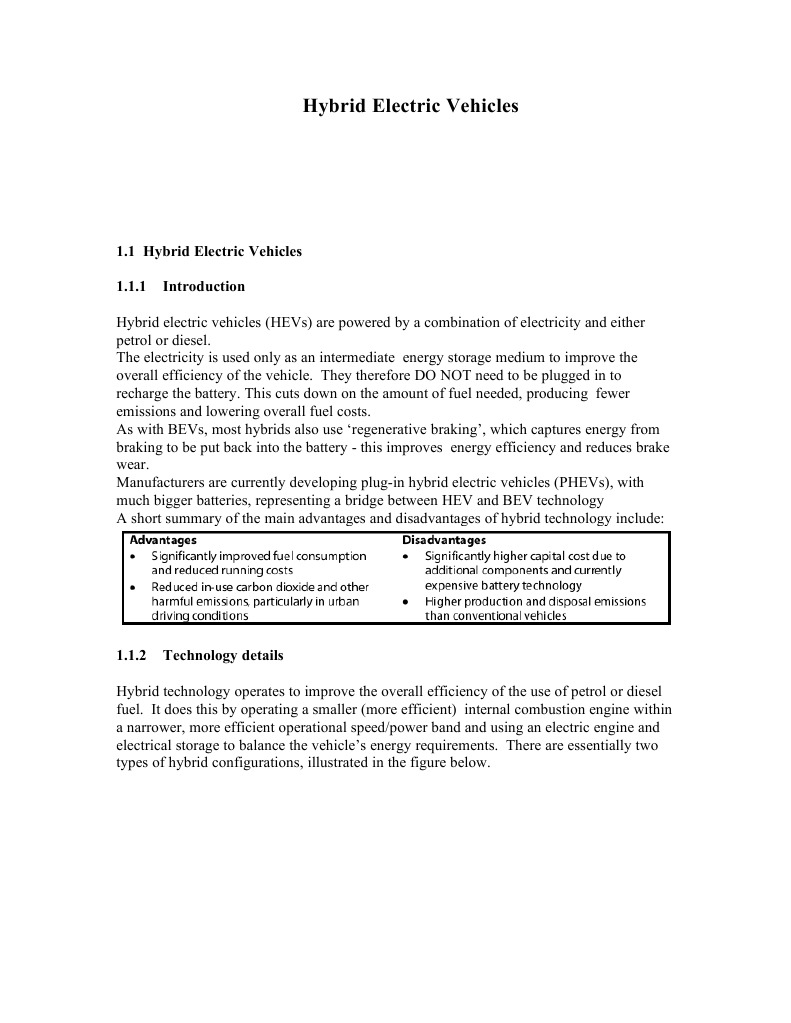 An Analysis of Hybrid Electric Vehicle Technology, Performance and ...