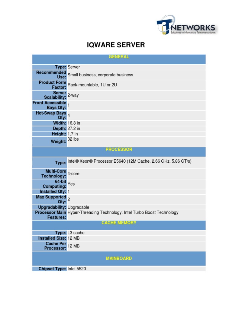Especificaciones Tecnicas de Servidores | PDF | Physical Layer Protocols | Electronic Engineering
