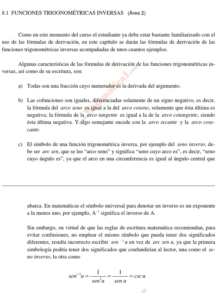 Funciones Trigonométricas Inversas | PDF | Trigonometría | Funciones ...