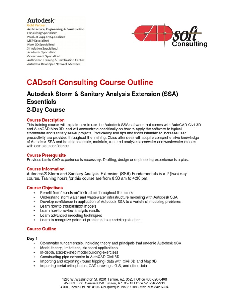 Autodesk Storm & Sanitary Analysis Extension (SSA) Essentials | PDF ...