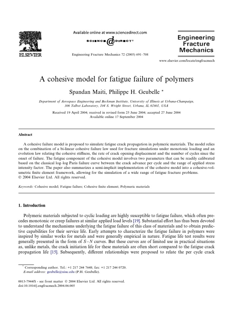 A Cohesive Model For Fatigue Failure of Polymers | PDF | Fracture ...